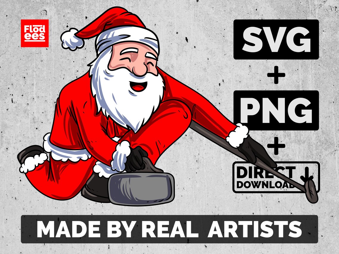 SVG Santa Claus Curling Clipart PNG - Etsy
