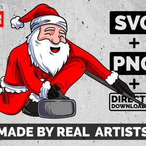 SVG Santa Claus Curling Clipart PNG - Etsy