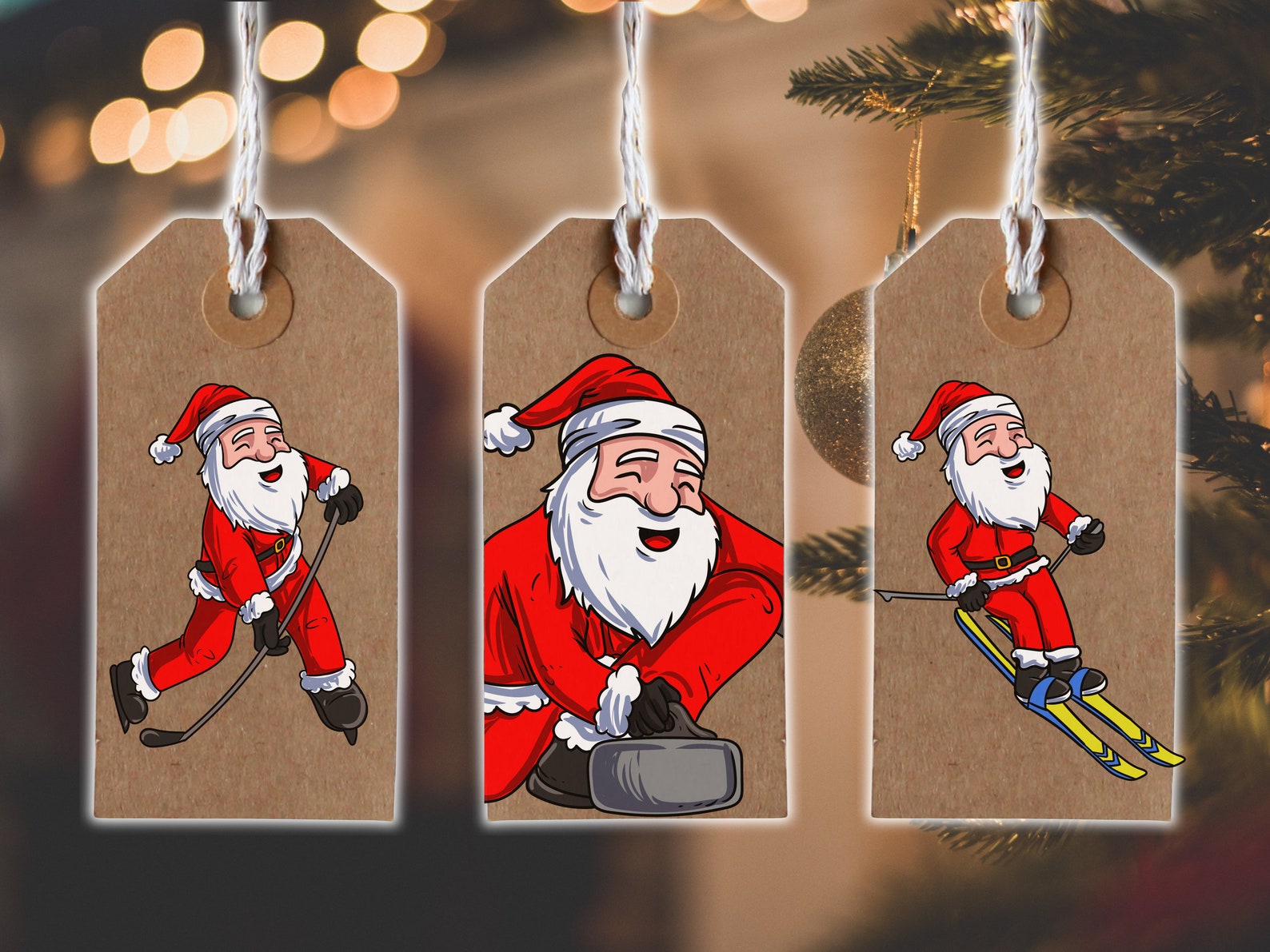 Santa Claus SVG Ski Ice Hockey Curling Snowboard Cliparts - Etsy