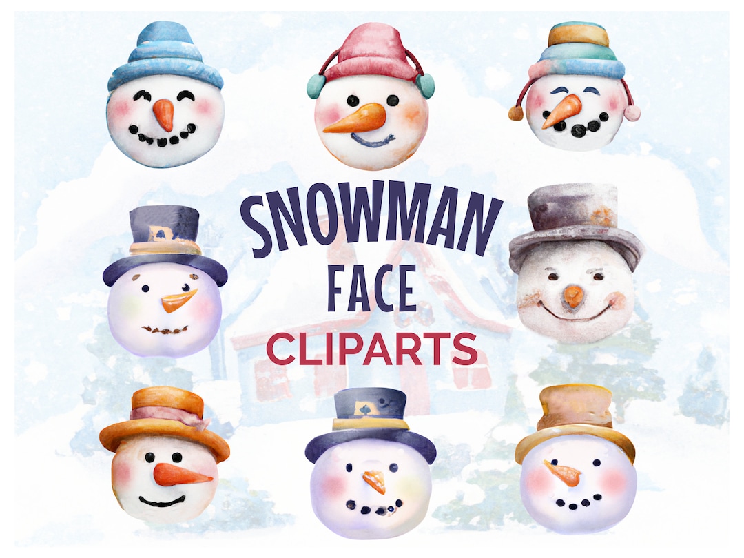 Snowman Face PNG Clipart Bundle - Etsy