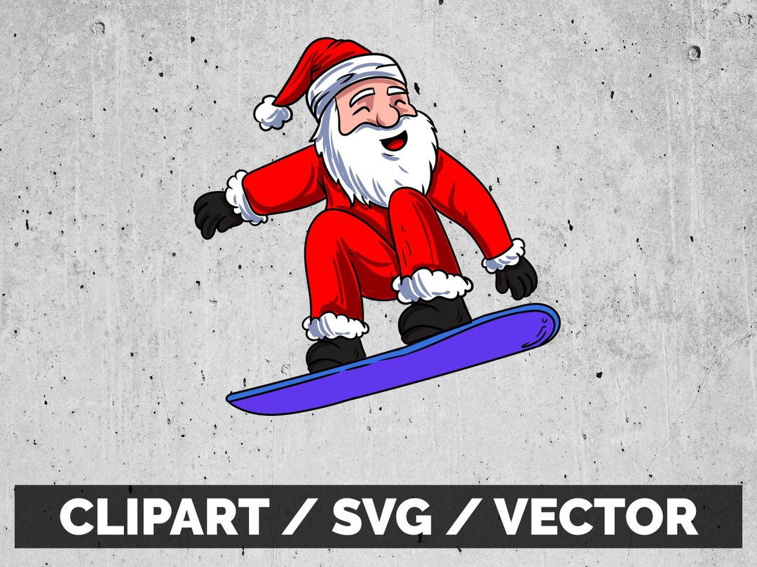 SVG Santa Claus Snowboarding Clipart PNG - Etsy