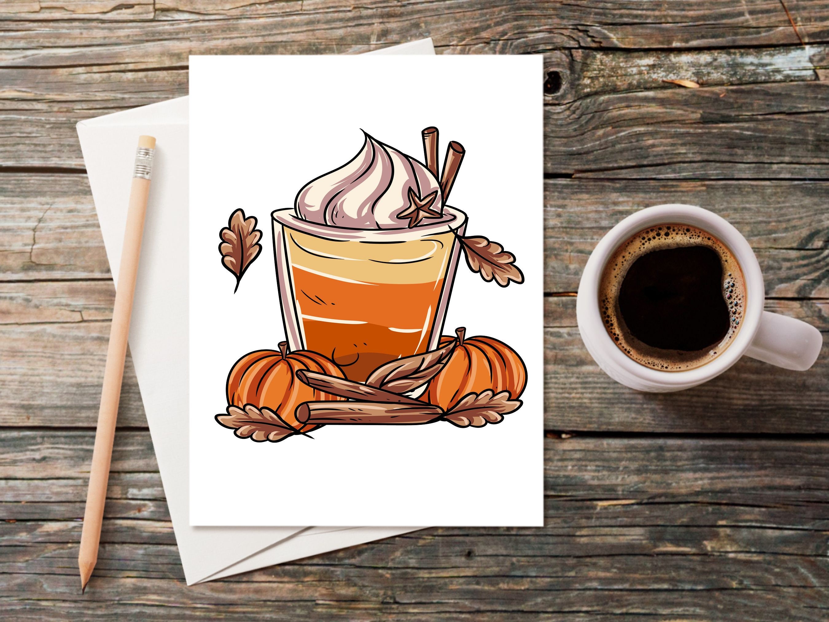 SVG Pumpkin Spice Latte Fall Coffee Hot Drink Clipart PNG - Etsy