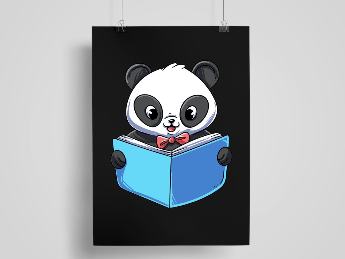 Panda Clipart Reading Book SVG - Etsy