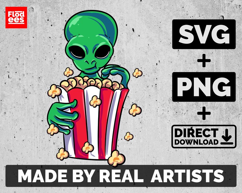 Alien SVG / Popcorn PNG / Movie Night Clipart - Etsy