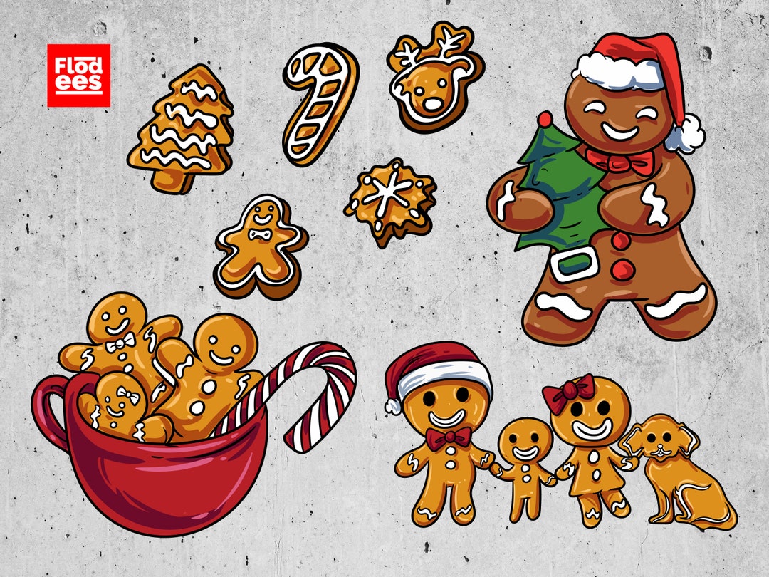 Gingerbread SVG Gingerbread Family Clipart PNG - Etsy