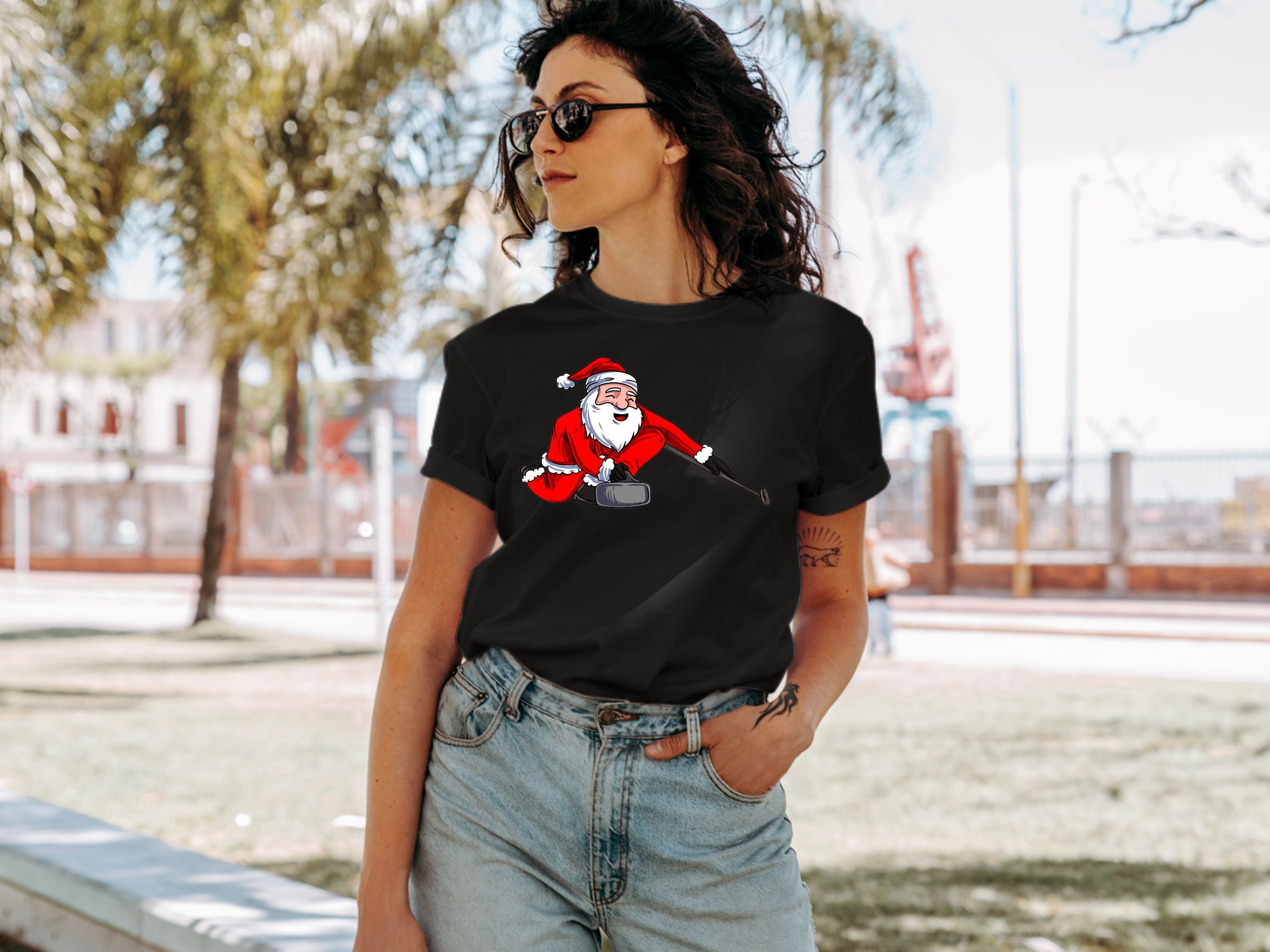 SVG Santa Claus Curling Clipart PNG - Etsy