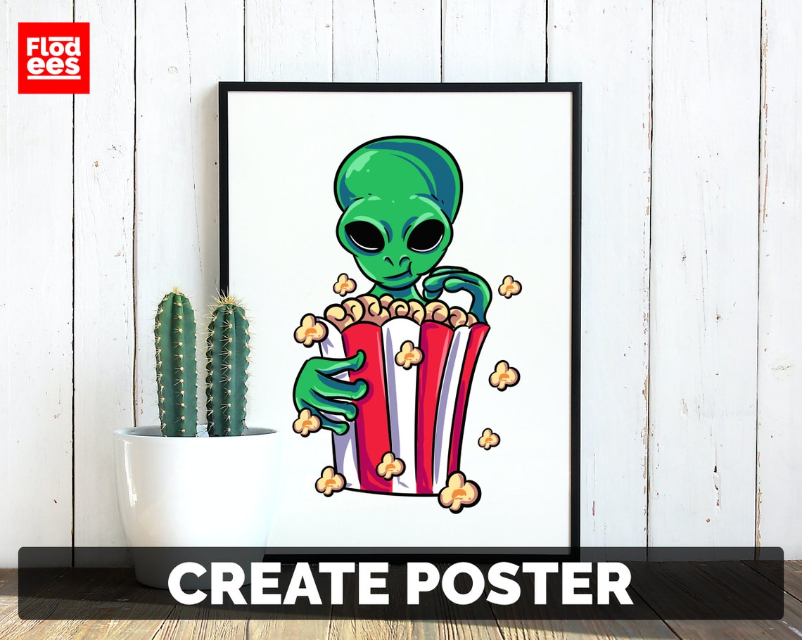 Alien SVG / Popcorn PNG / Movie Night Clipart - Etsy