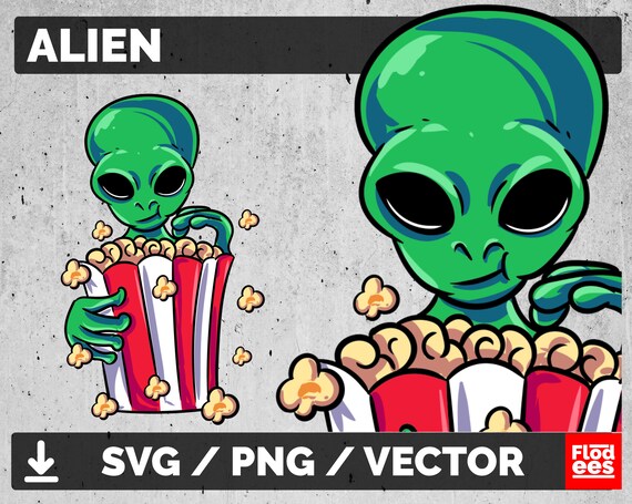 Alien SVG / Popcorn PNG / Movie Night Clipart - Etsy