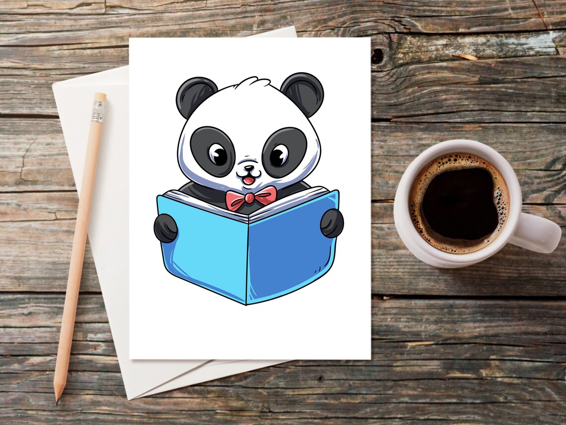 Panda Clipart Reading Book SVG - Etsy