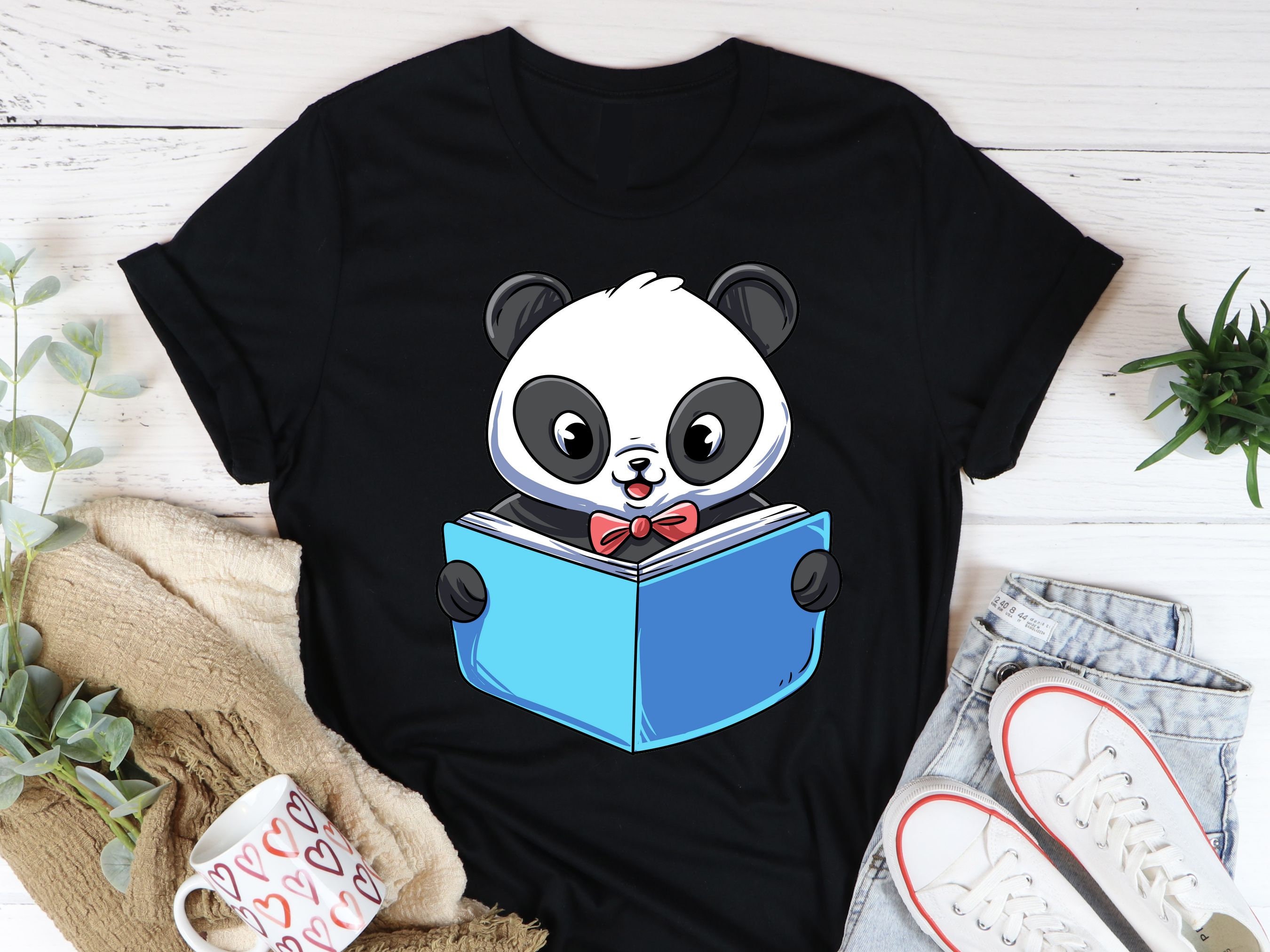 Panda Clipart Reading Book SVG - Etsy