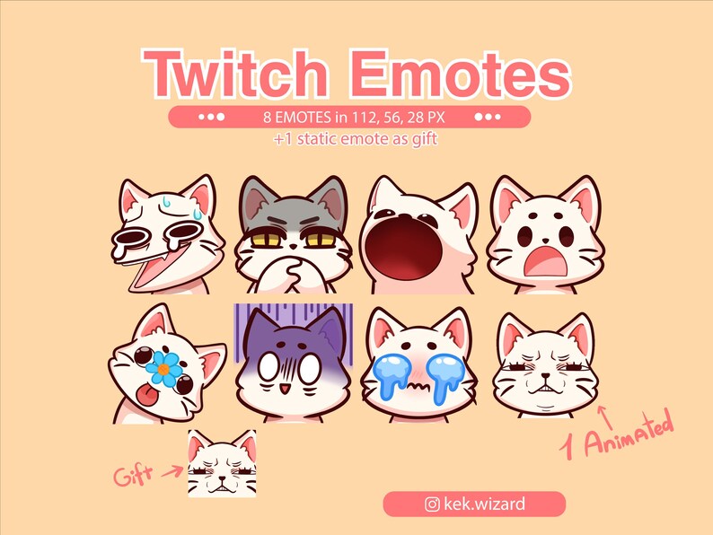 Funny Cat Emotes Pack | Twitch Emotes | Animal Character | Custom ...