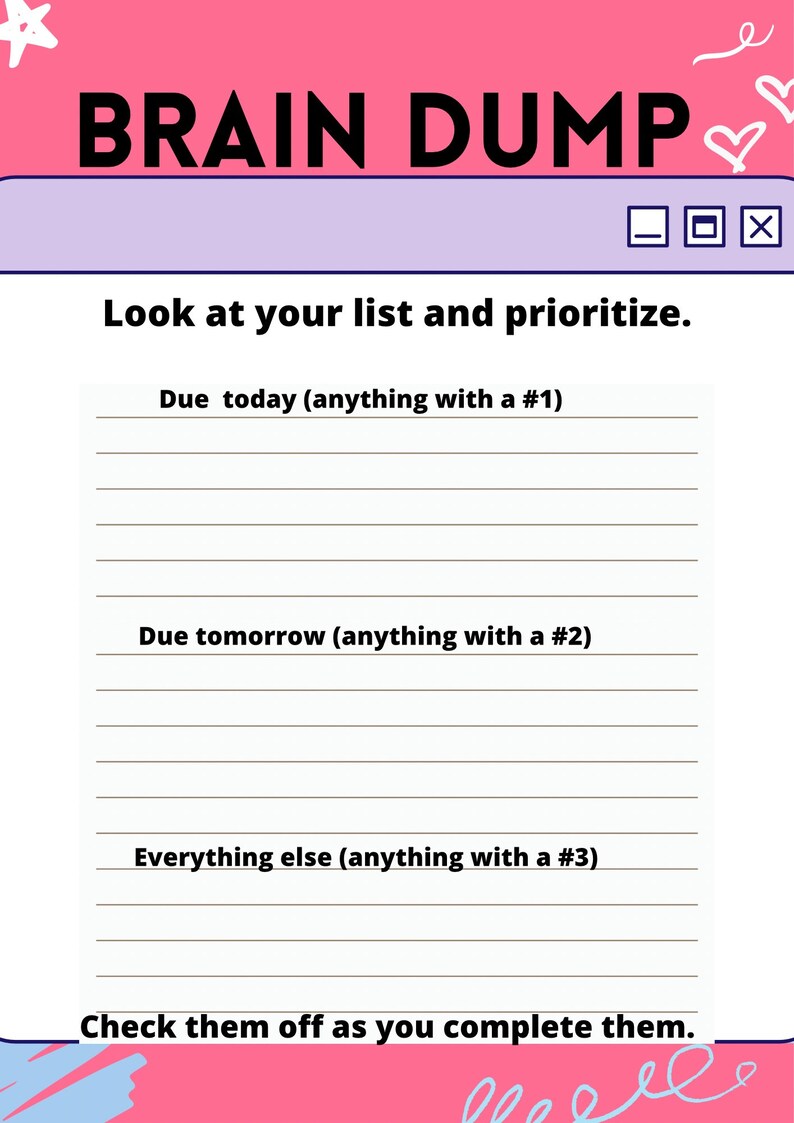 Brain Dump Graphic Organizer - Etsy