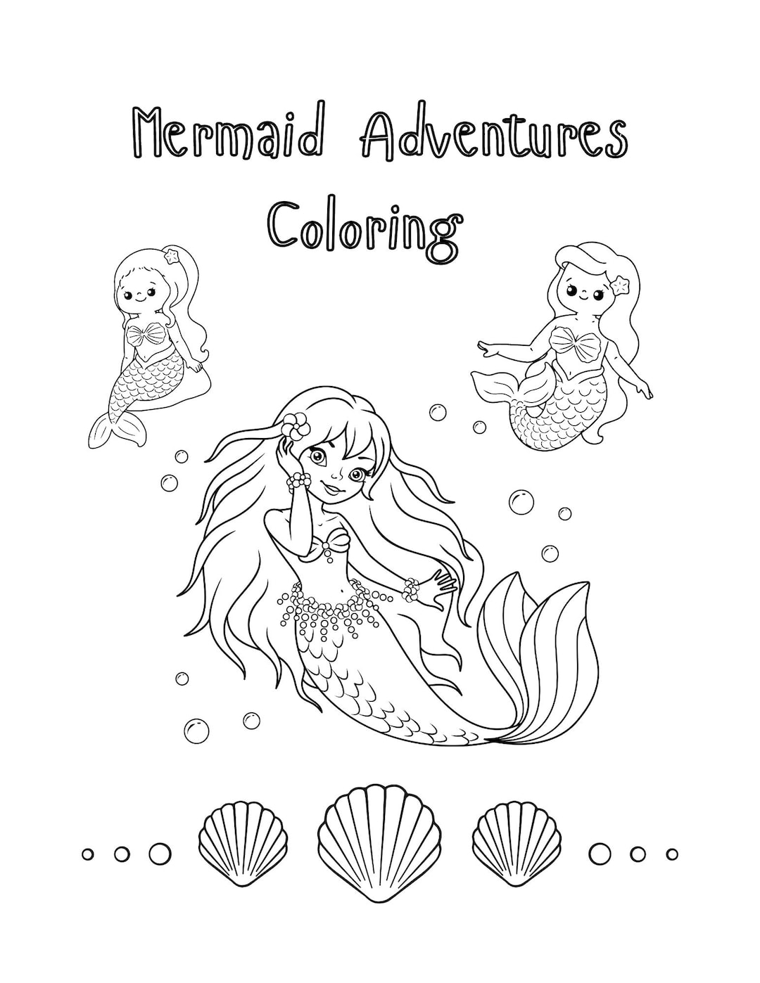 Mermaid Adventures Coloring Pages - Etsy