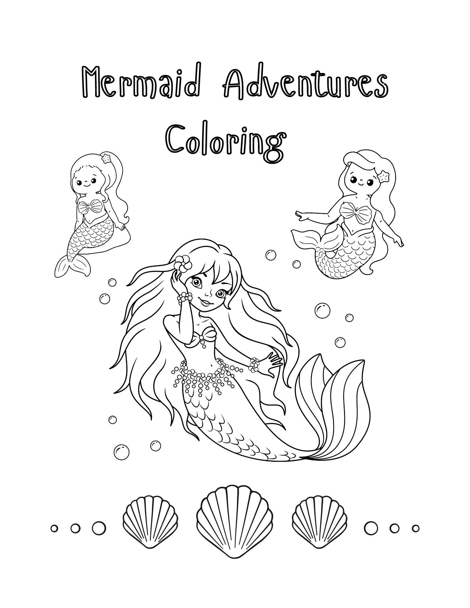 Mermaid Adventures Coloring Pages - Etsy