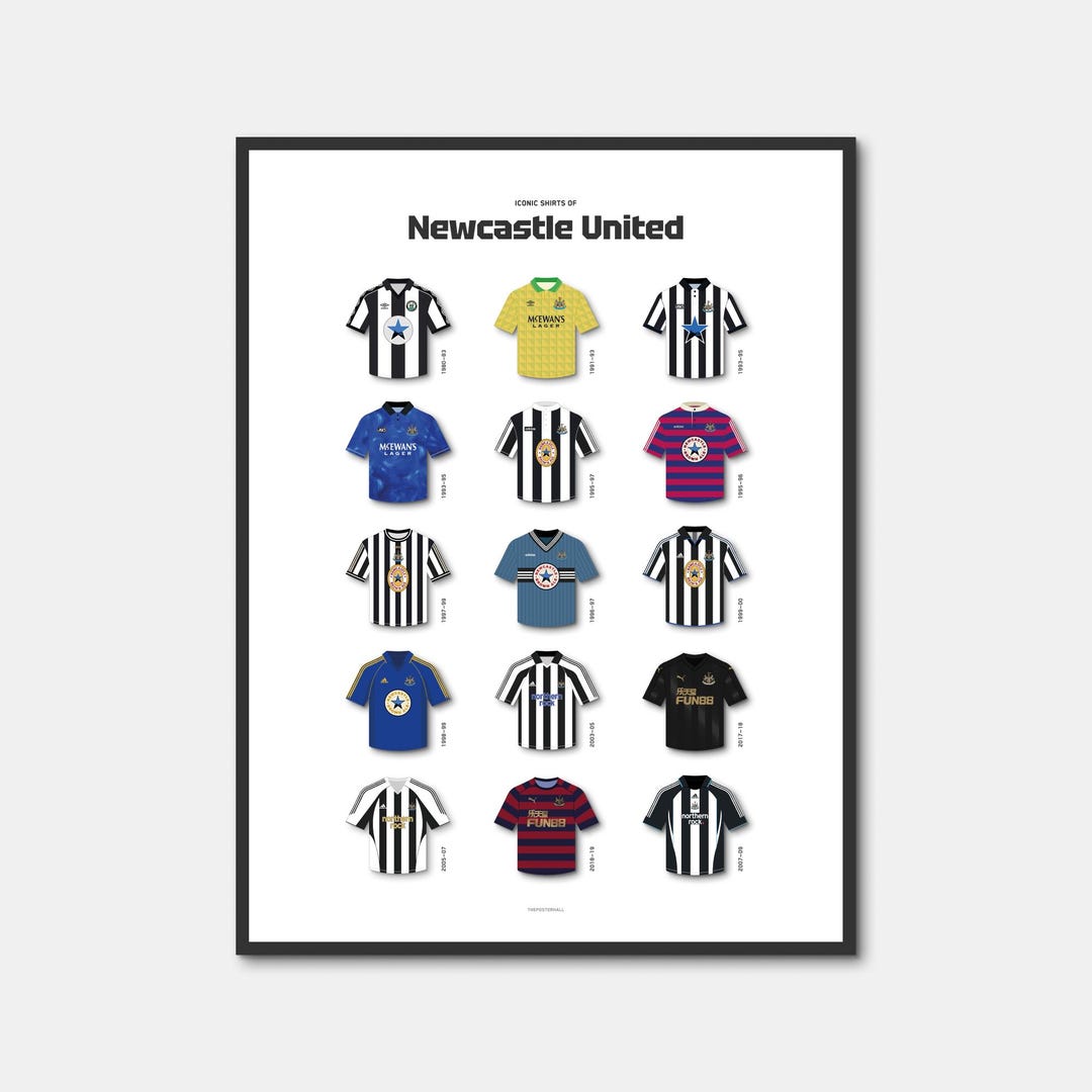 Newcastle United Iconic Shirts Poster NUFC Instant Download Wall Art ...
