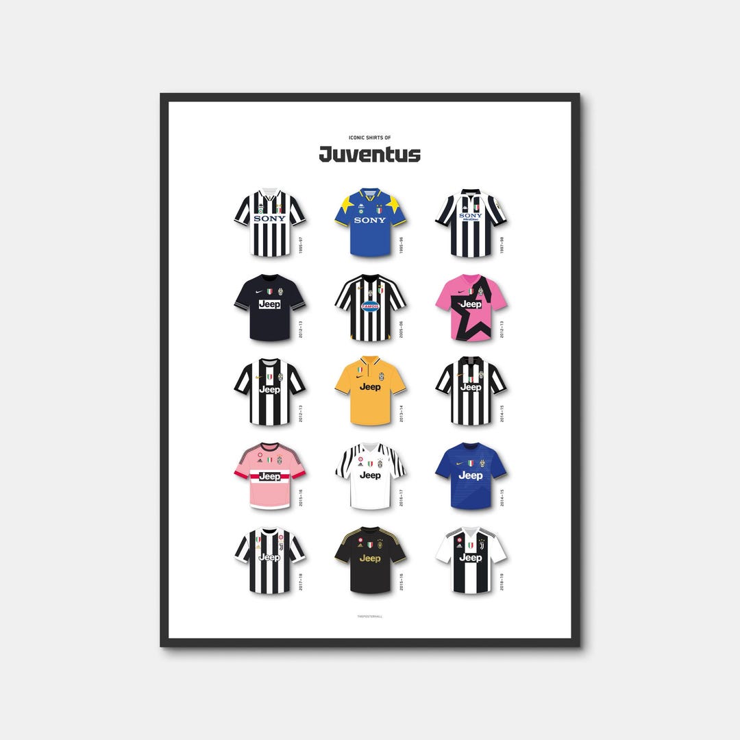 Juventus Iconic Shirts Collection Poster – Instant Download Wall Art ...