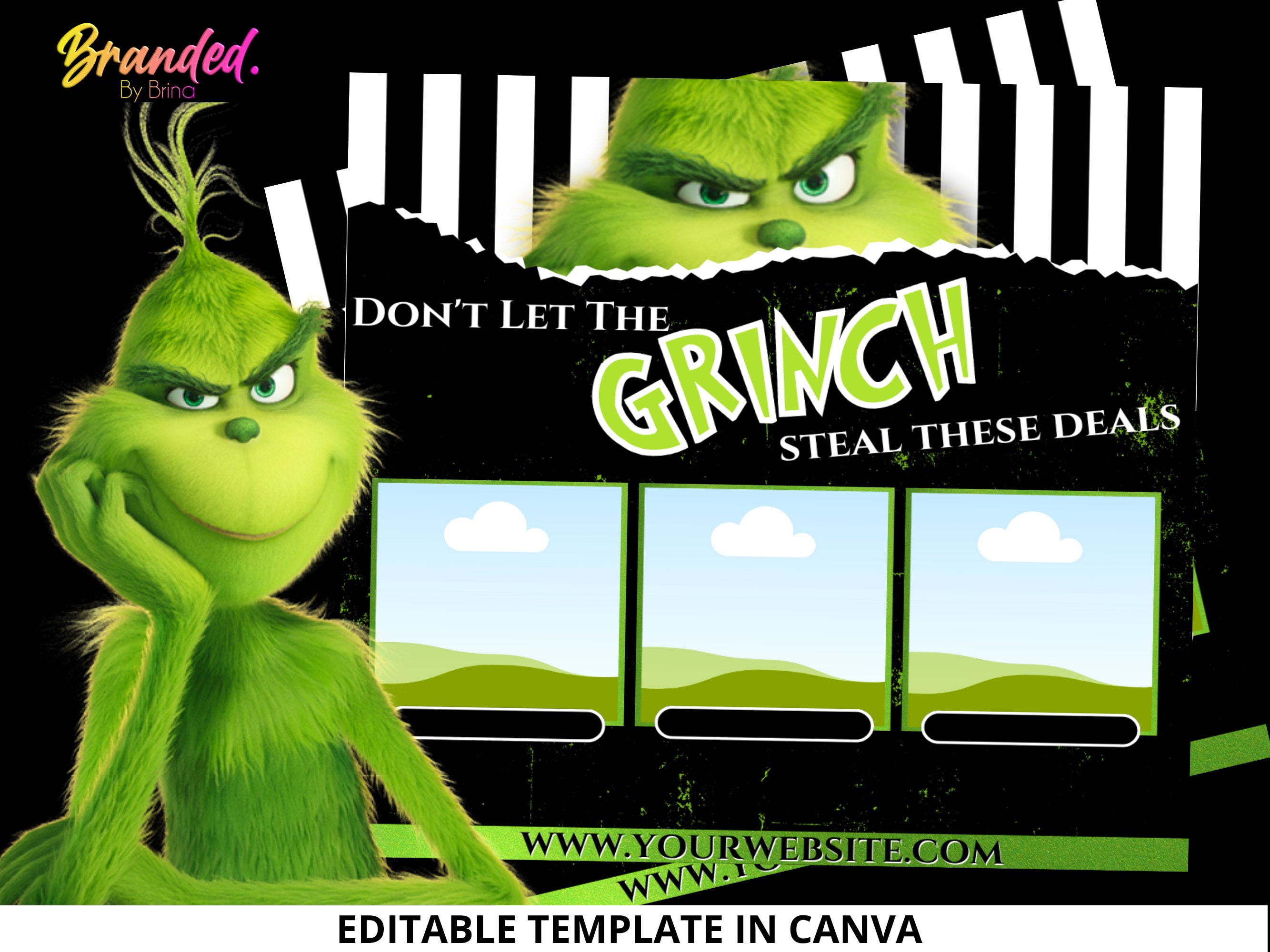 Grinch Black and White, Canva Flyer, Grinch, Diy, Canva, Flyer, Eflyer ...
