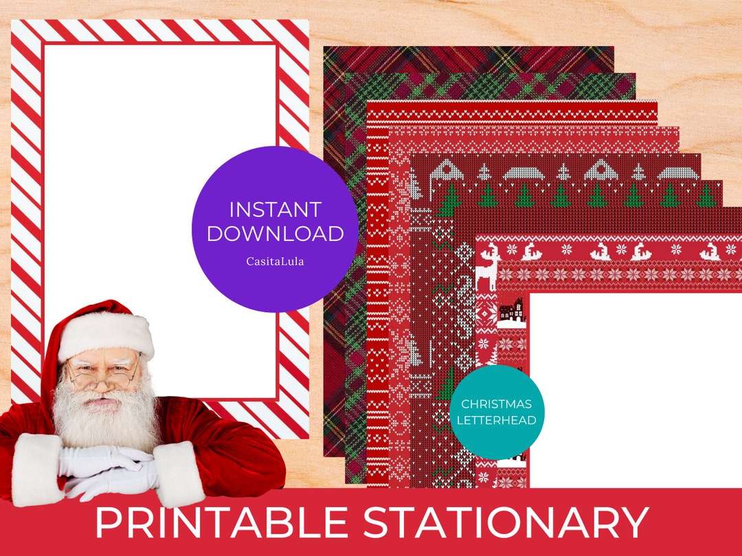 Printable Christmas Stationery - Colorful Red, Green and Tartan ...