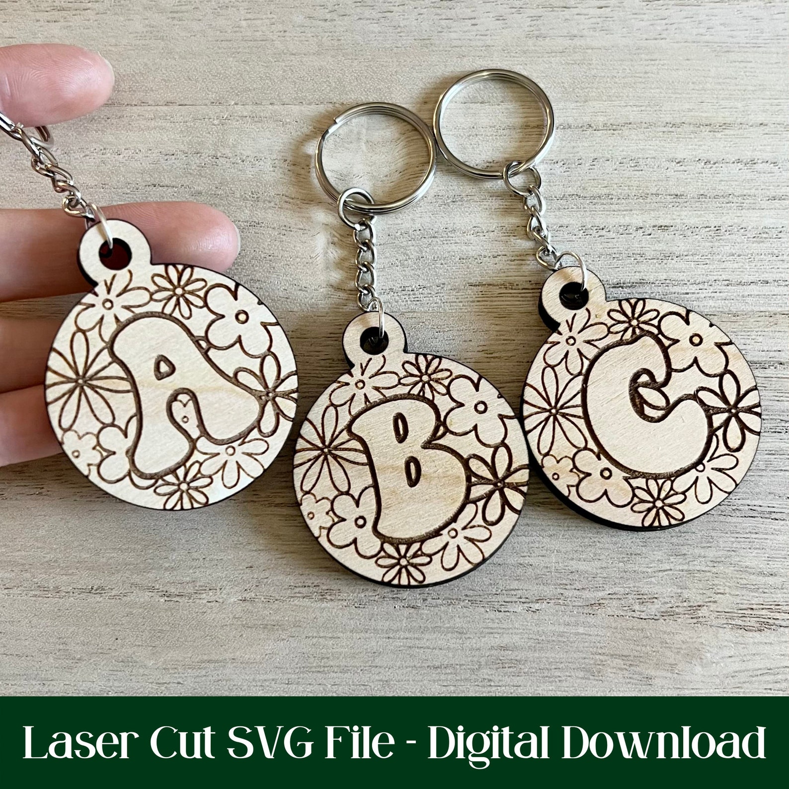 Groovy Flowers Alphabet Keychain SVG FILE Commercial Use - Etsy