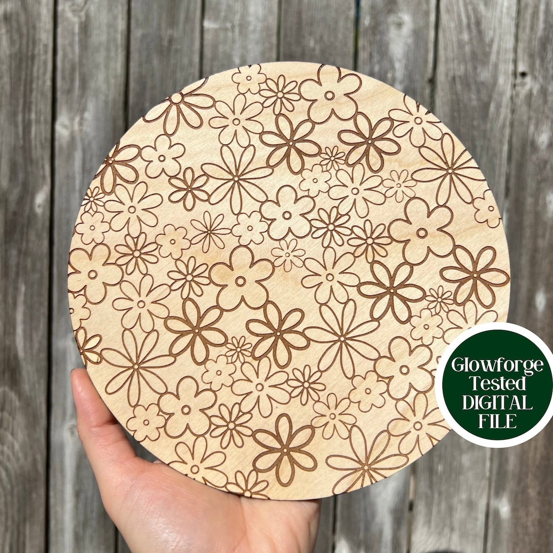 Groovy Flowers Round Sign SVG FILE - Commercial Use Glowforge File ...