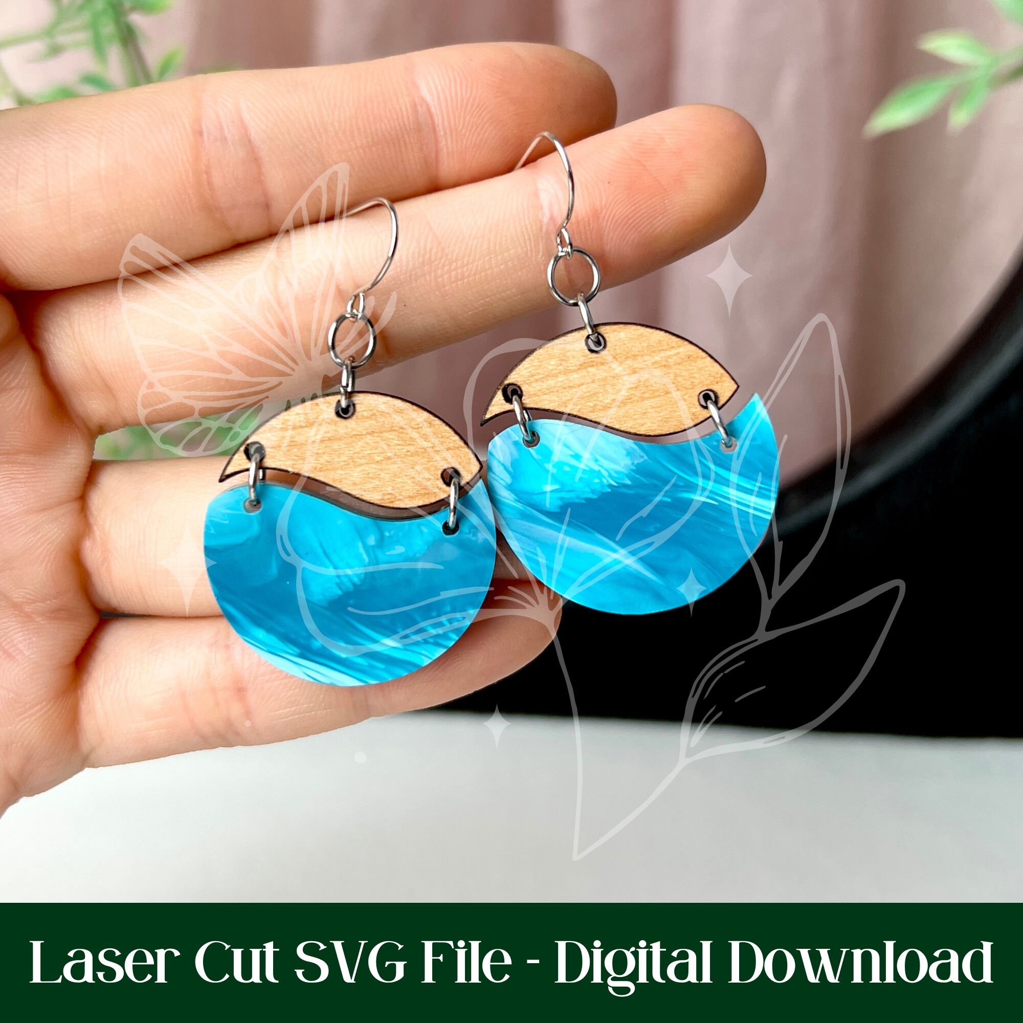 Wavy 2 Piece Dangle Earrings SVG FILE - Commercial Use Glowforge File ...