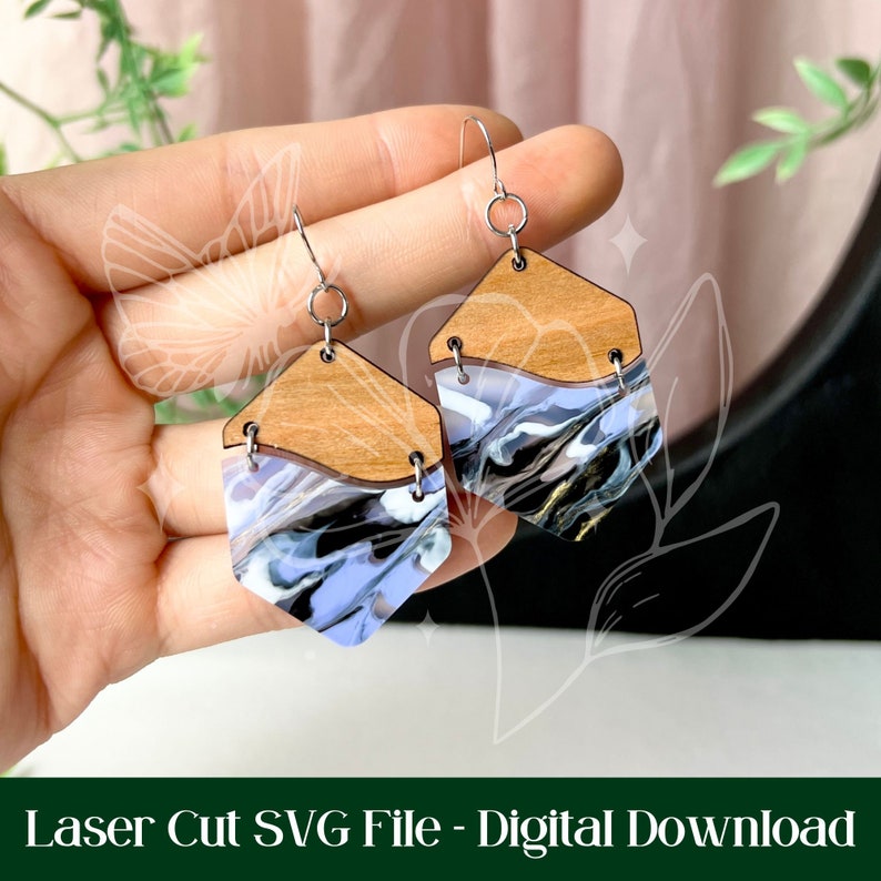 Wavy 2 Piece Dangle Earrings SVG FILE - Commercial Use Glowforge File ...
