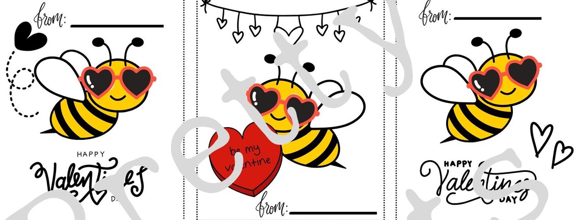 Valentine's Day Cards - Bumble Bee Print on Demand - Etsy