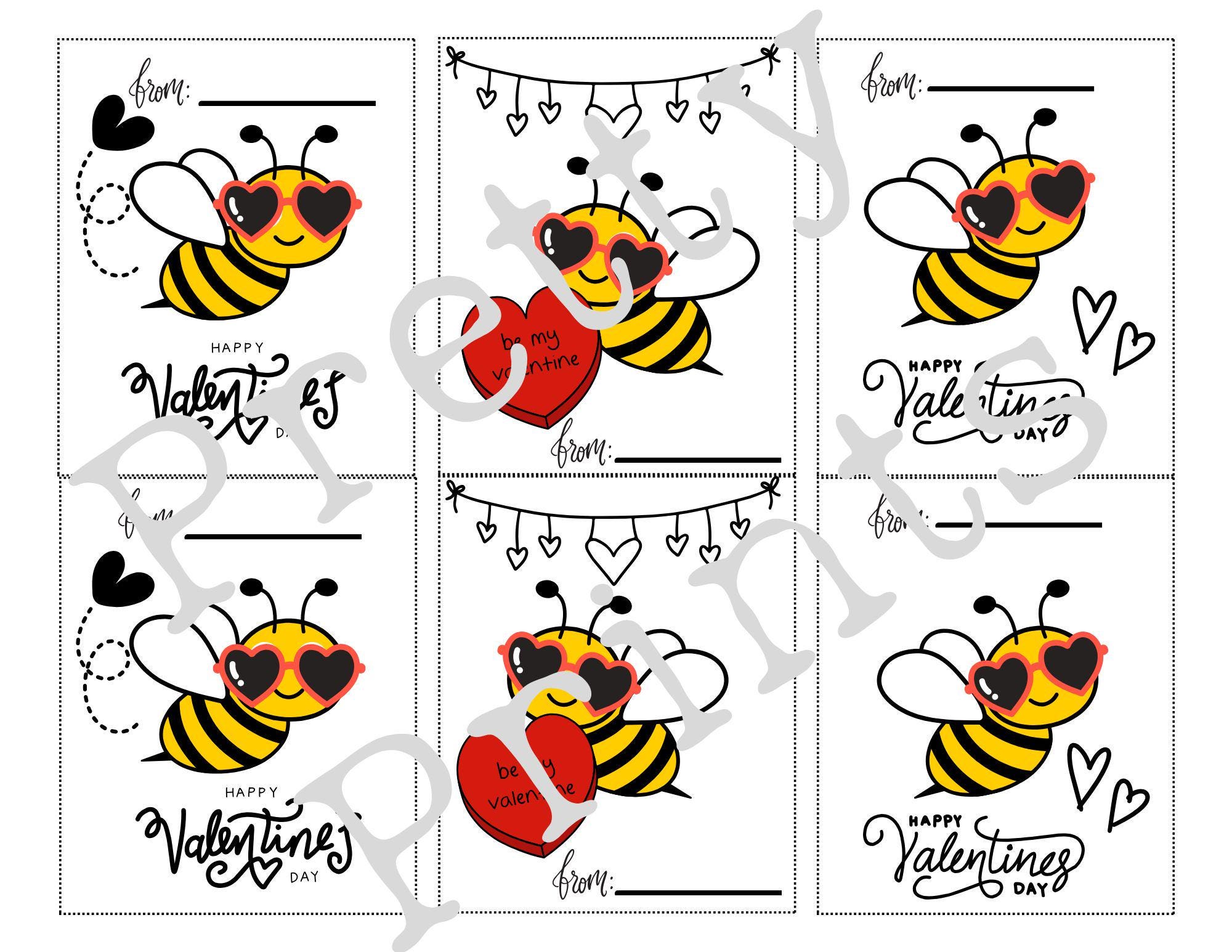 Valentine's Day Cards - Bumble Bee Print on Demand - Etsy