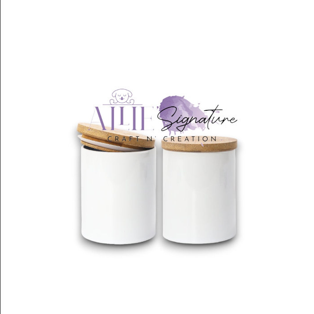 CERAMIC CANDLE Jar,sublimation Candle Jars, White Bamboo Candle Jar ...