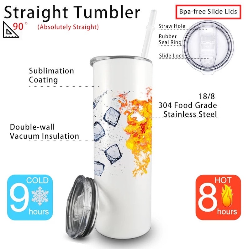STRAIGHT TUMBLER, White Skinny Tumbler, Blank Tumblers for Sublimation ...