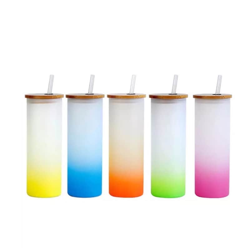 COLORED GLASS TUMBLER, Ombre Glass Can, Blank Sublimation Tumblers ...