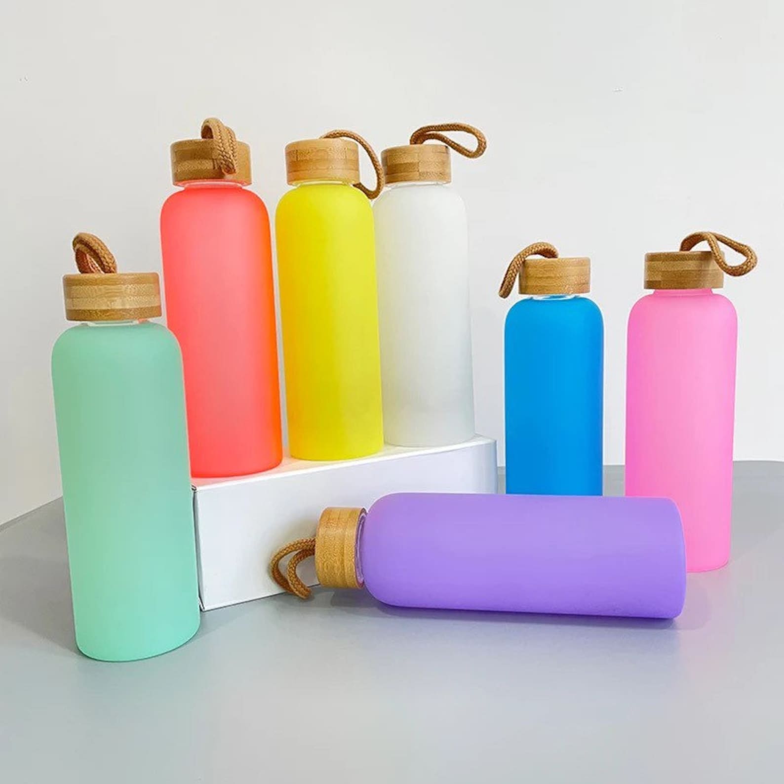 COLOR WATER BOTTLES Glass Water Bottles Personalized - Etsy