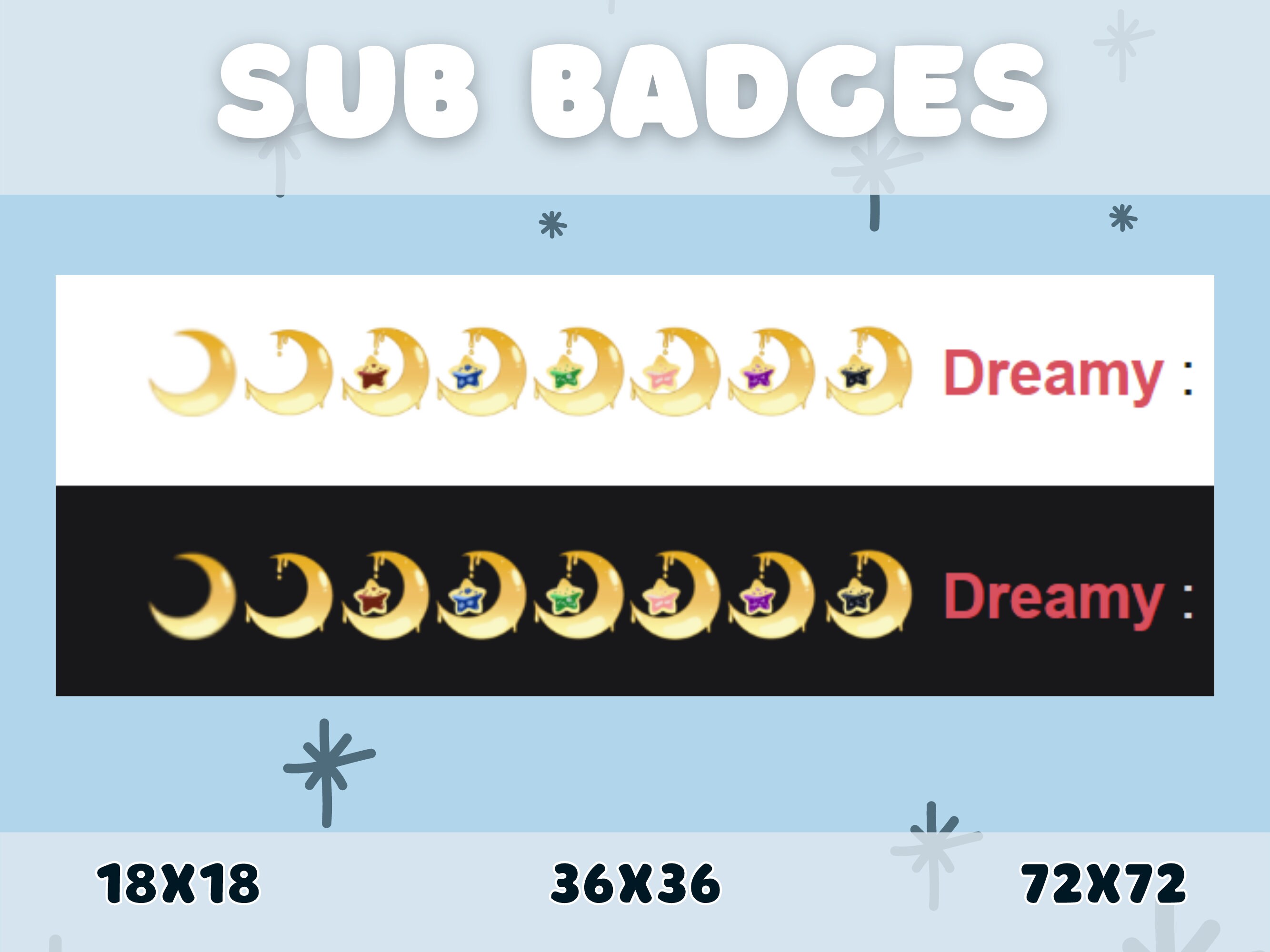 Twitch Sub Badges / Bit Badges / Mystic Shiny Moon Collection / Cute ...