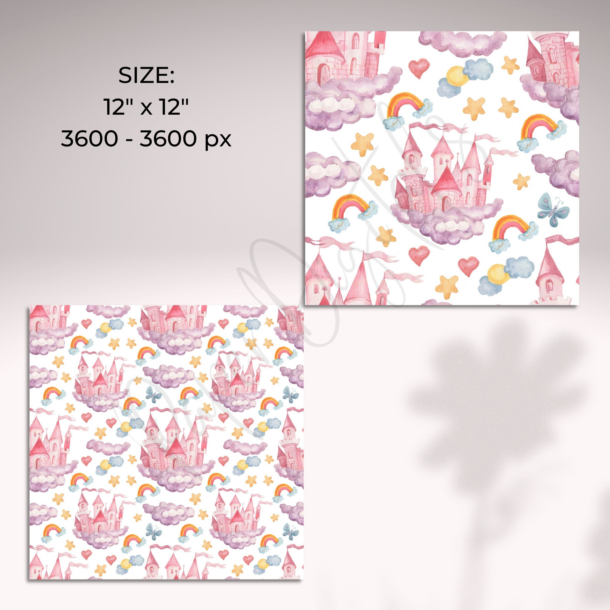 Princess Digital Paper, Cute Princess Castle Digital Paper Pack ...
