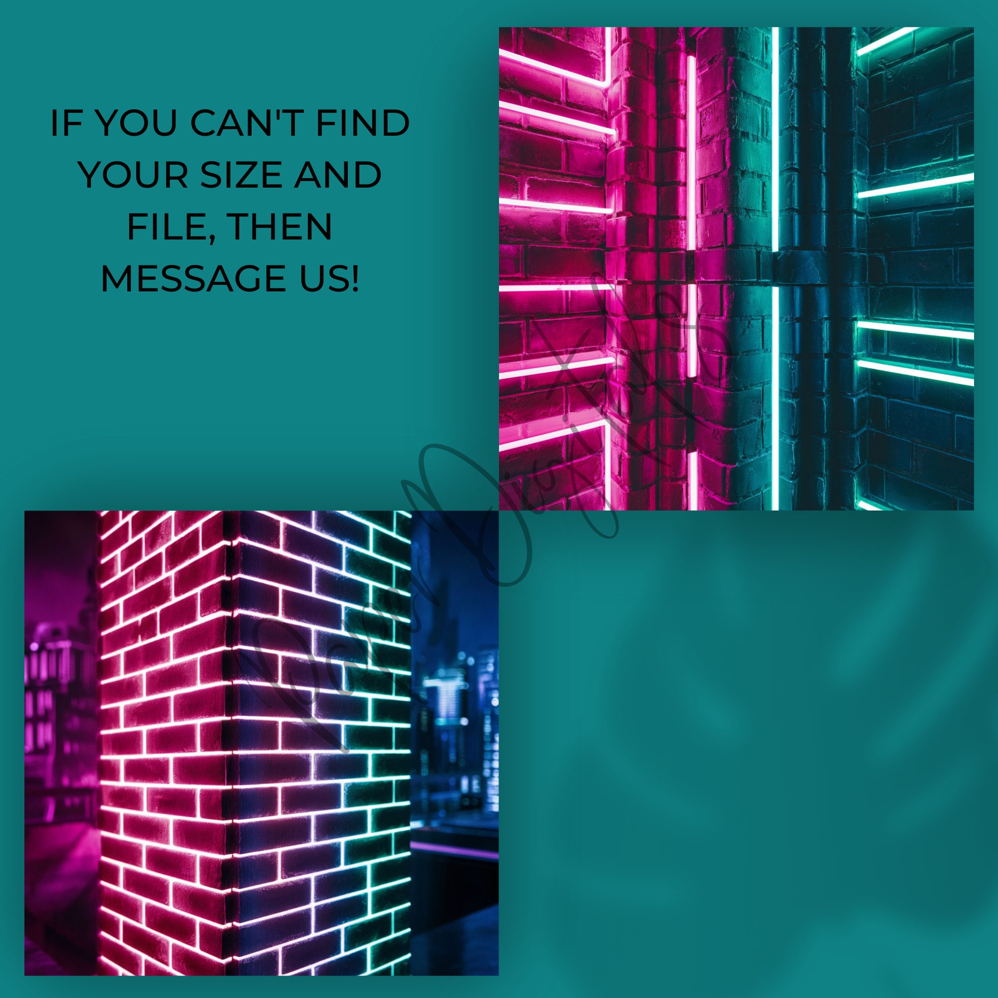 Neon Brick Wall Texture Digital Scrapbook Paper, Digital Backdrops ...