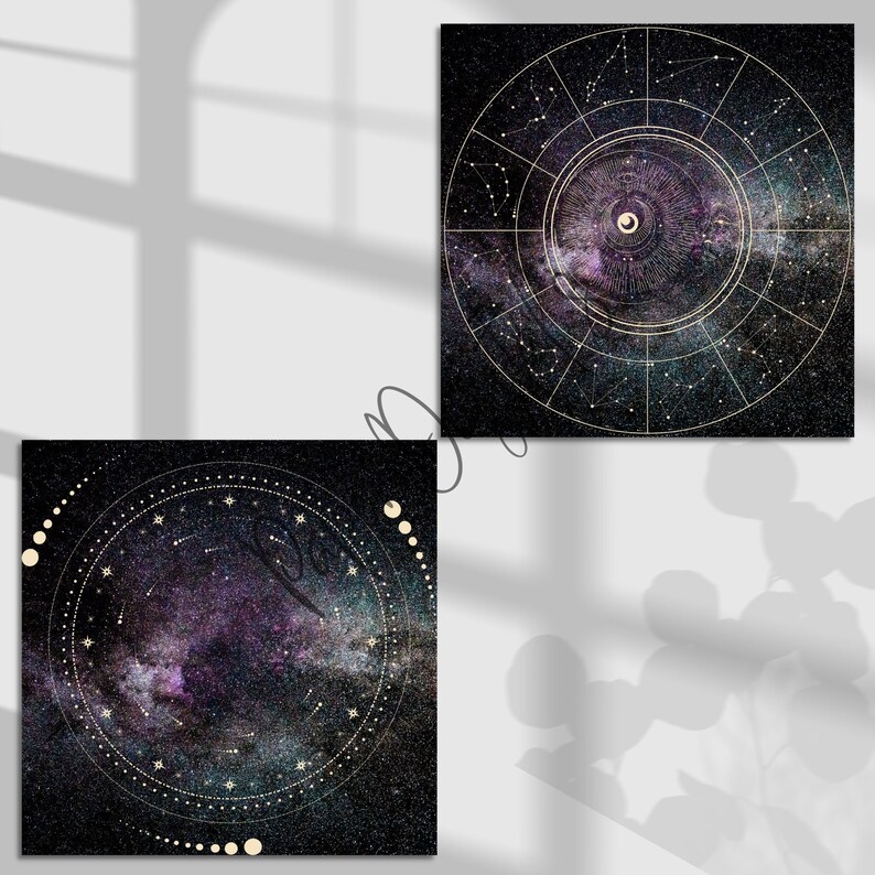 Constellation Digital Paper, Galaxy Backdrop, Zodiac Background ...