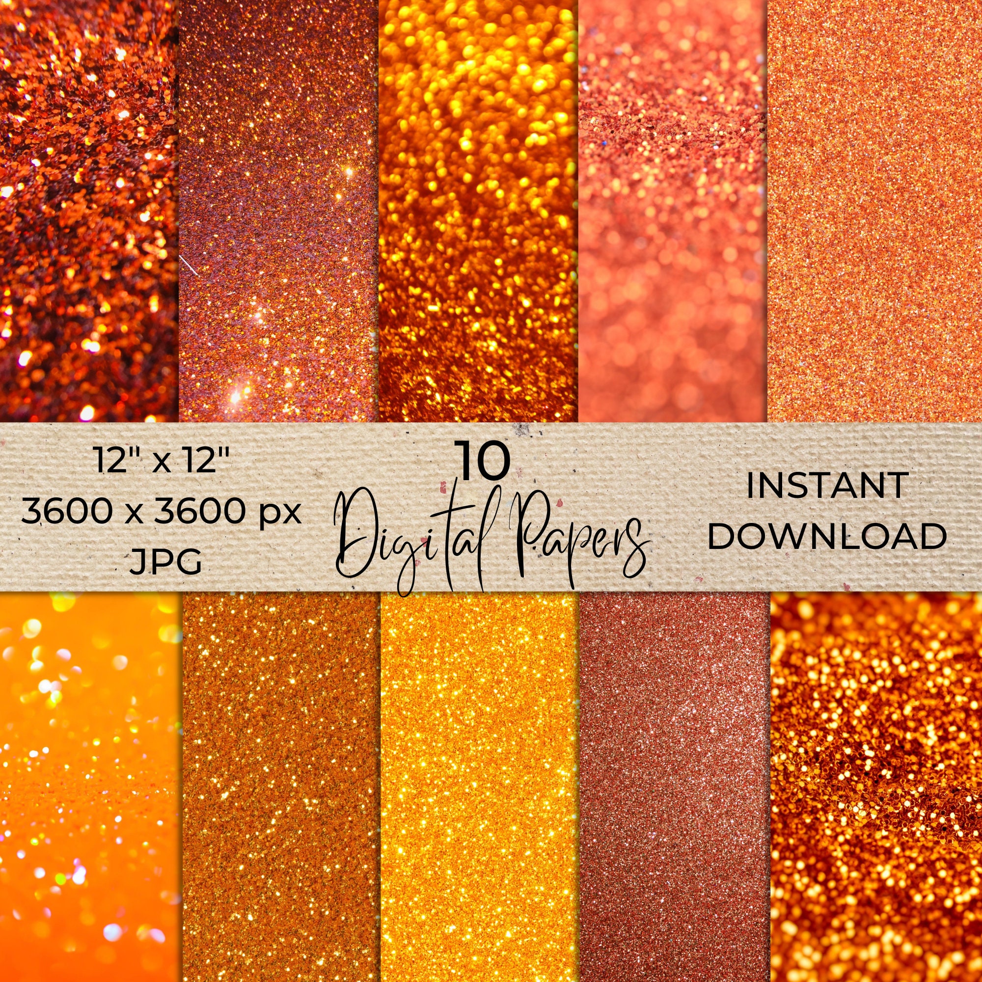 Orange Glitter Paper