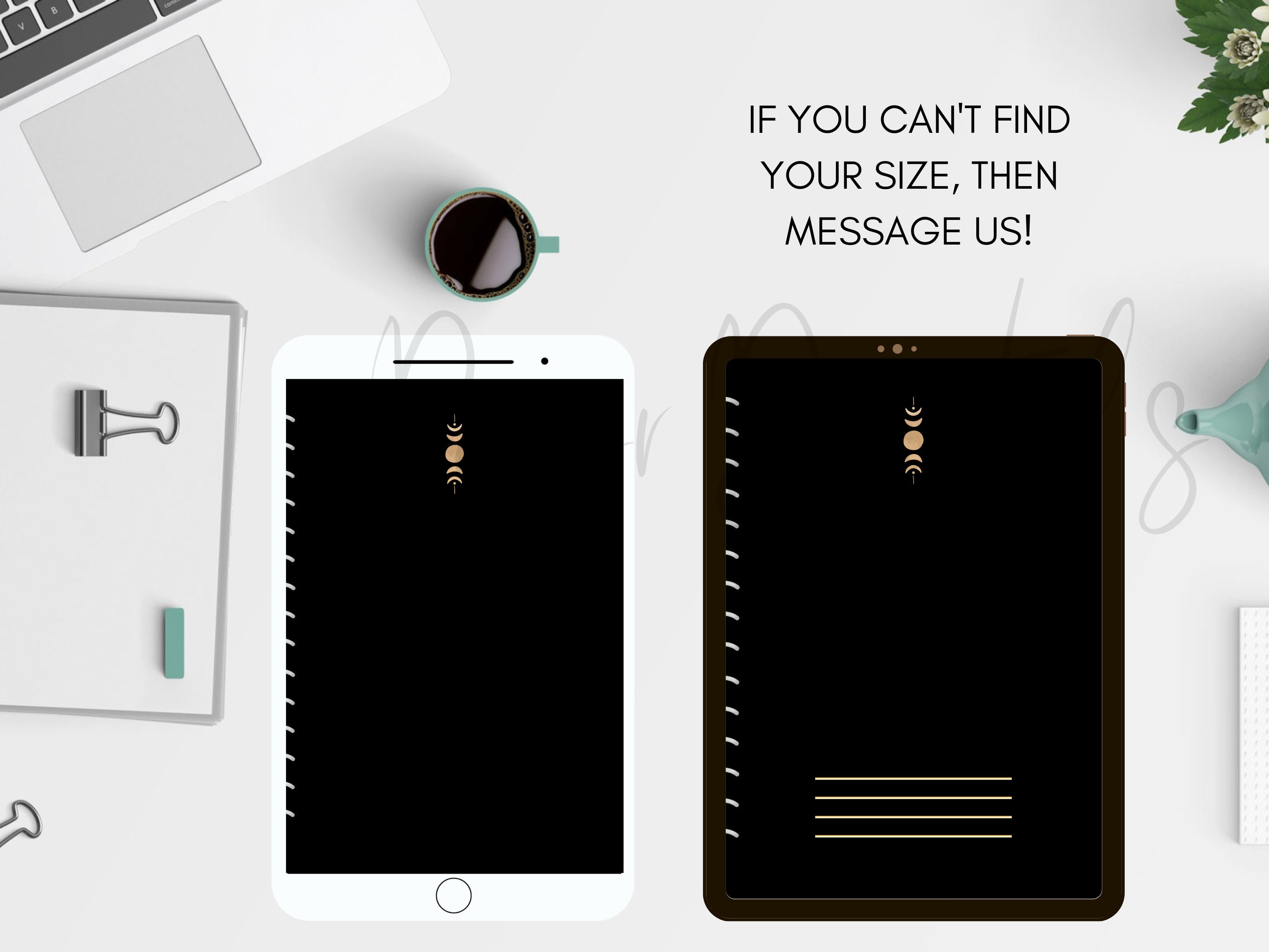 Black Gold Moon Digital Notebook Covers, Black Gold Moon Tablet and ...