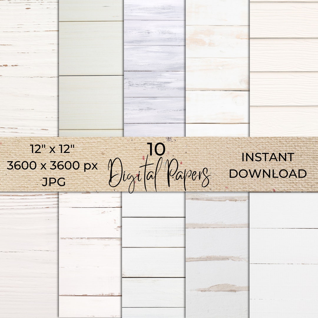 White Wood Backround Digital Papers, Plank Rustic Digital Papers, Wood ...
