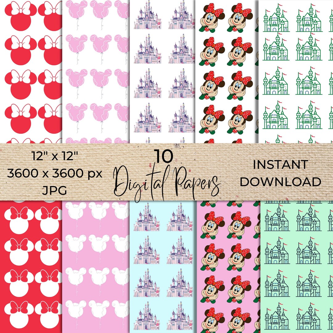 Minnie Mouse Digital Paper, Scrapbook Papers, Background, Wallpaper ...