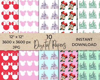 Minnie Mouse Digital Paper, Scrapbook Papers, Commercial Use ...