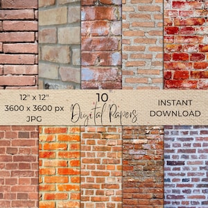 Red Brick Wall Texture Wallpaper, Rustic Texture Digital Paper - Etsy