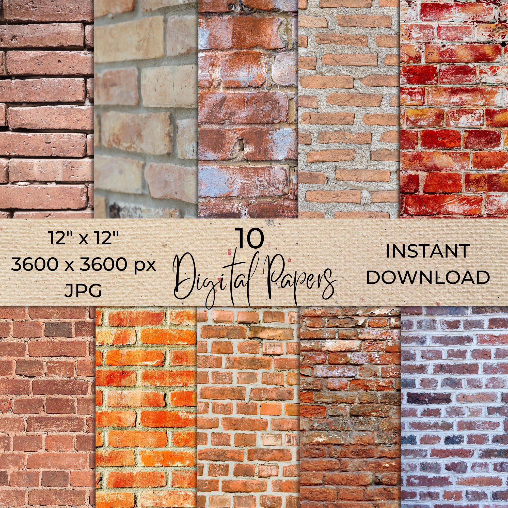 Red Brick Wall Texture Wallpaper, Rustic Texture Digital Paper - Etsy
