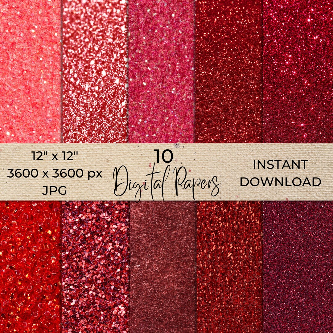 Red Glitter Digital Paper Pack, Red Glitter Design Wallpaper, Scrapbook ...