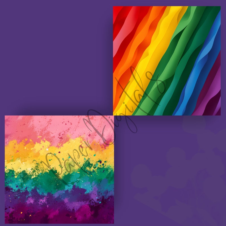 Pride Background Digital Papers, Rainbow Mockup, Scrapbook Paper, Pride ...