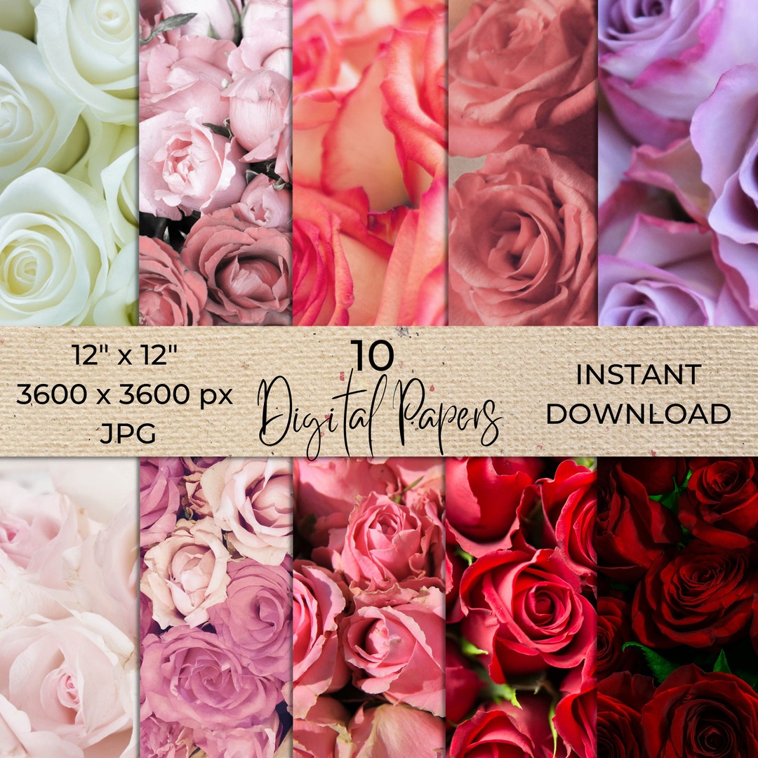 Roses Background, Roses Digital Paper Pack Scrapbook, Pink Vintage ...