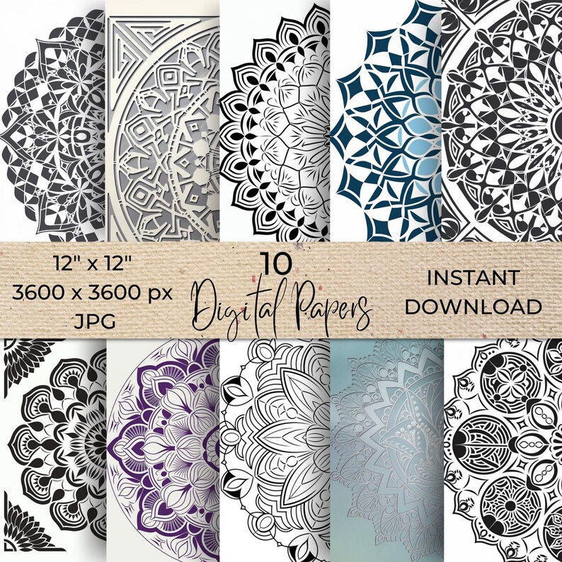 Mandala Stencil for Printing Digital Paper, Mandala Patterns Printable ...