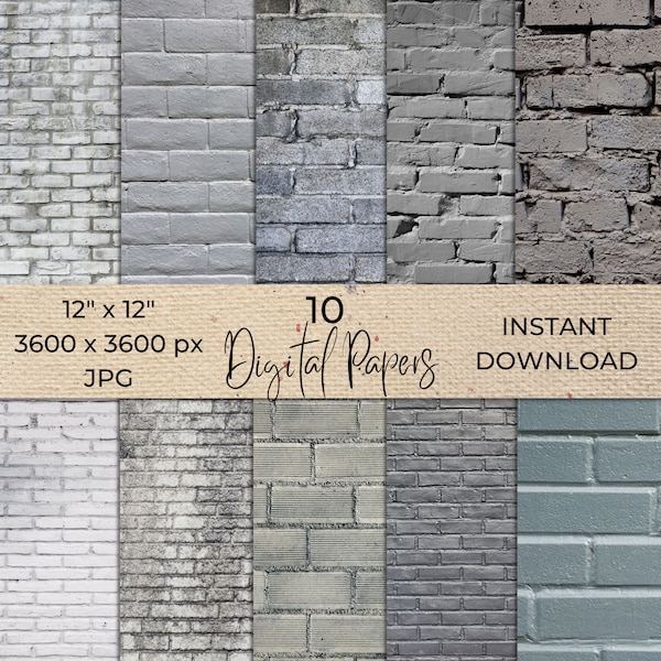 Grey Brick Wallpaper - Etsy