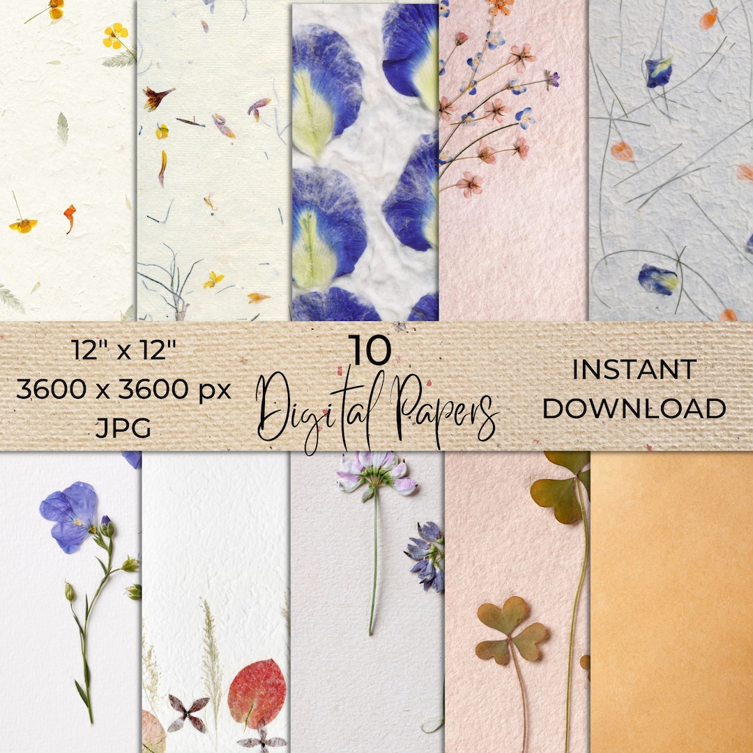 Digital Download Pressed Flowers Papers, Petal Paper 12x12", A4 and US ...