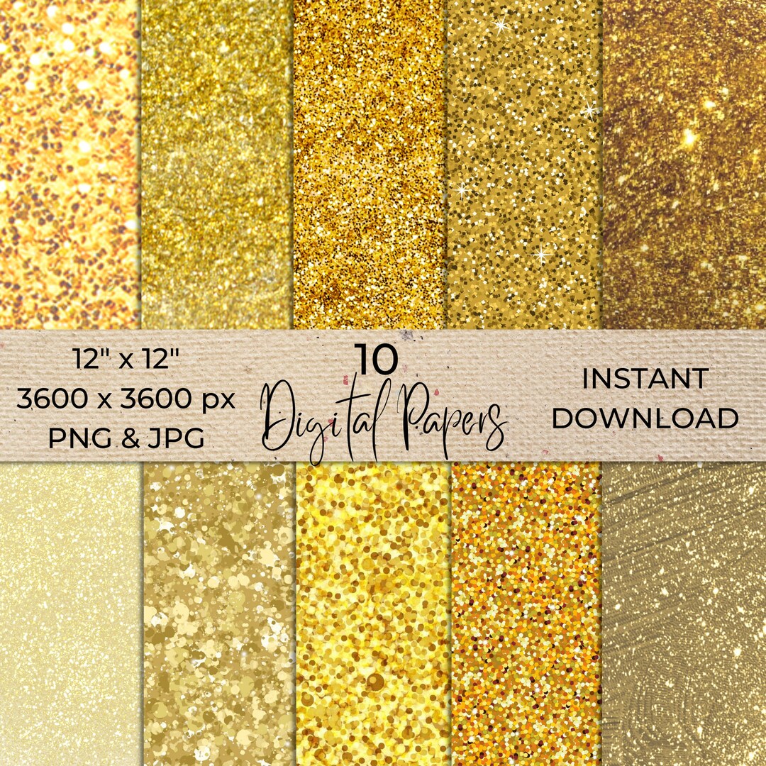 Glitter Digital Paper, Gold Glitter Digital Paper, Glitter Scrapbooking ...
